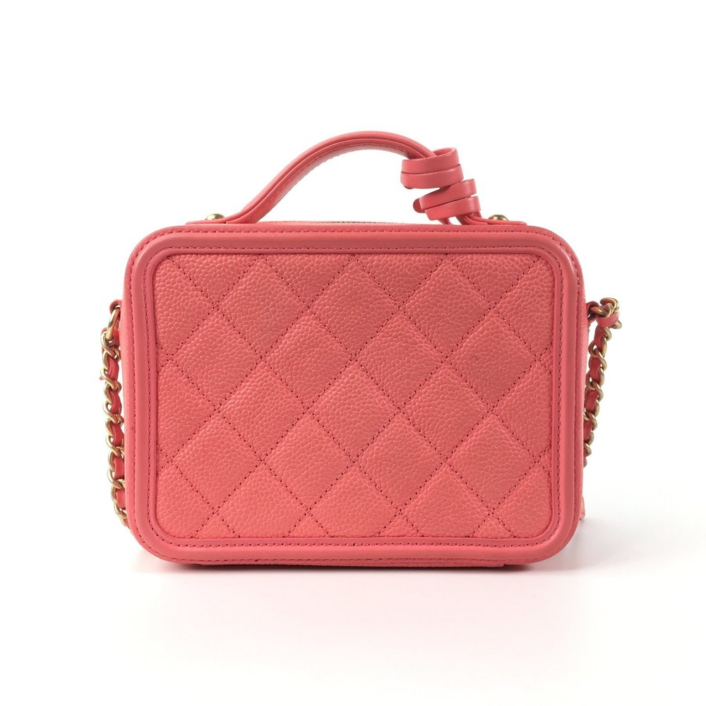 Chanel Filigree Vanity Case Small Red Caviar - Gem